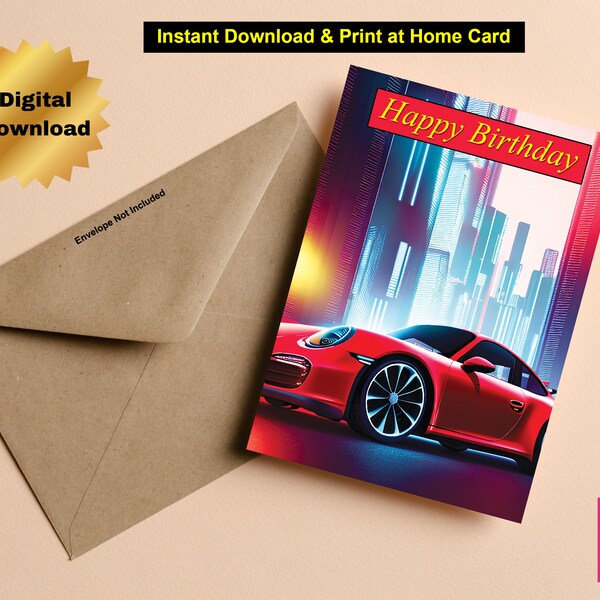 Porsche Birthday Card Printable - Etsy
