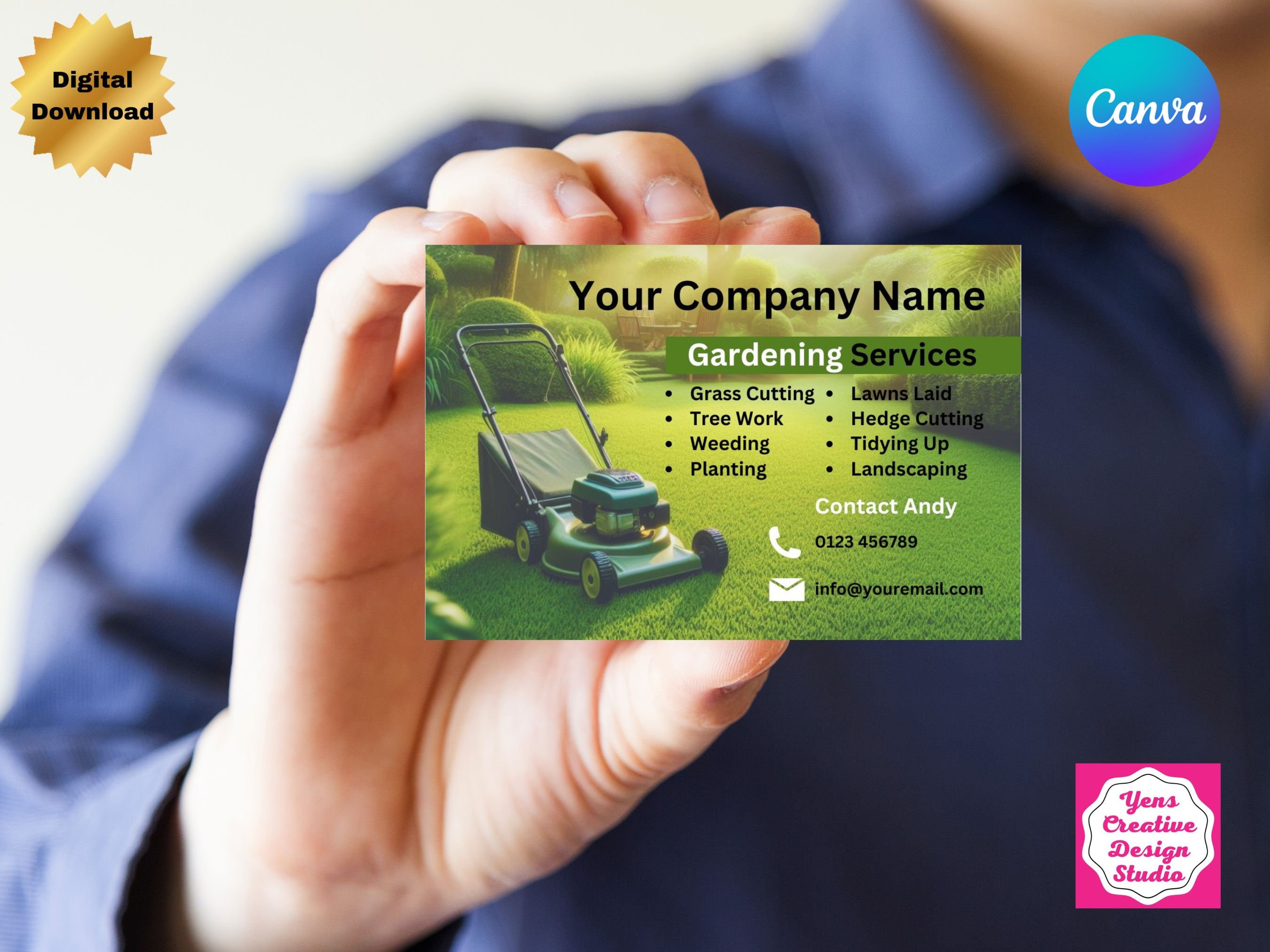 4 X Gardening Services Business Cards Editable Canva Template Designs ...