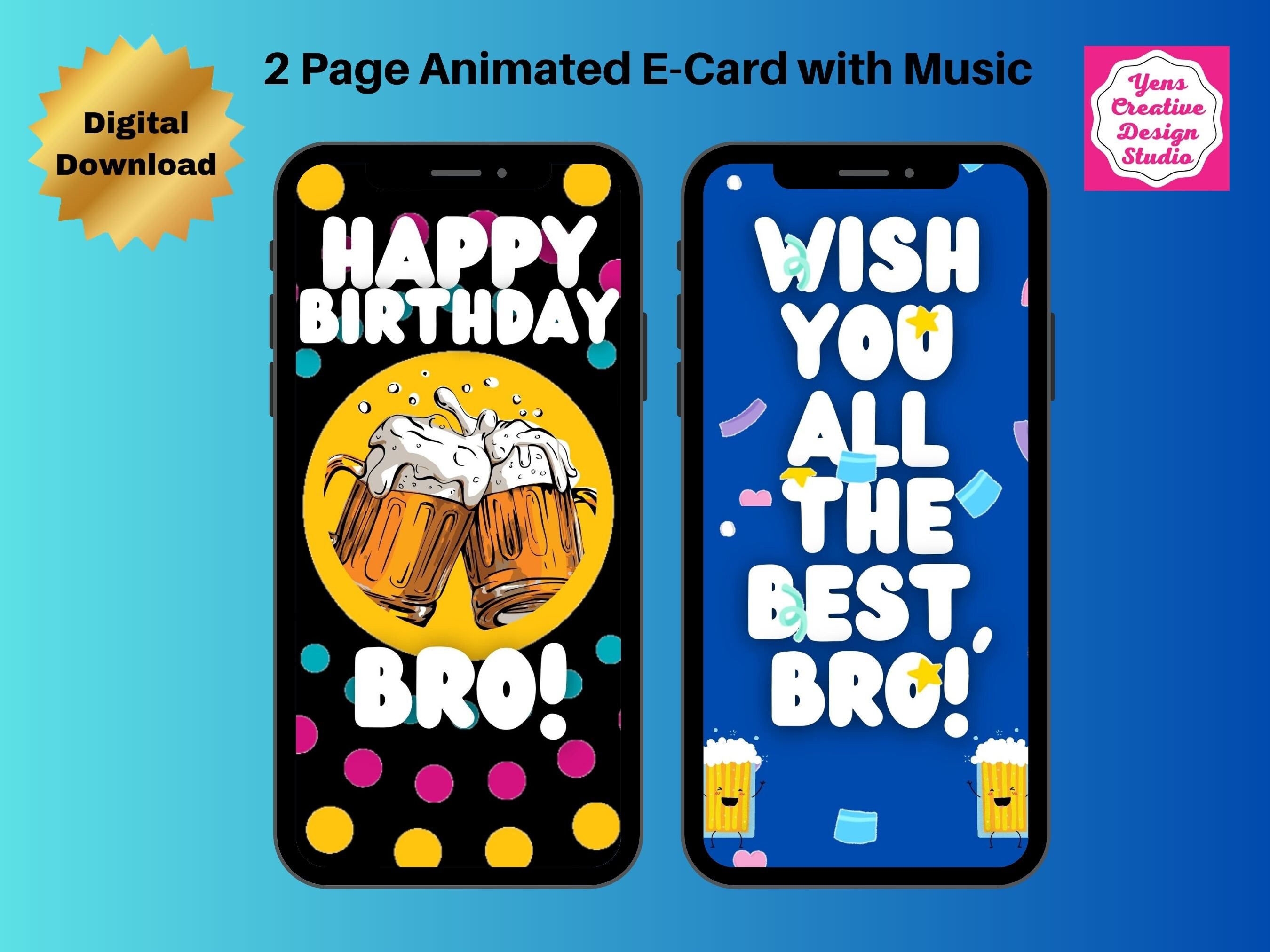 Animated Brother Birthday E-card Birthday Video Card - Etsy