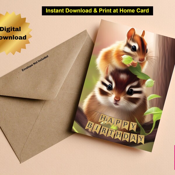 Chipmunk Birthday Card - Etsy