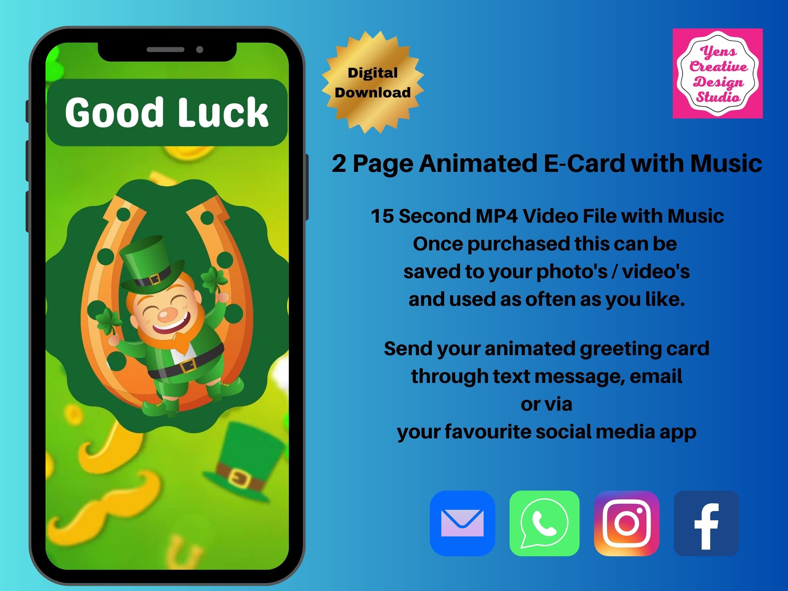 Animated Good Luck Card E-card Good Luck Video Card - Etsy UK