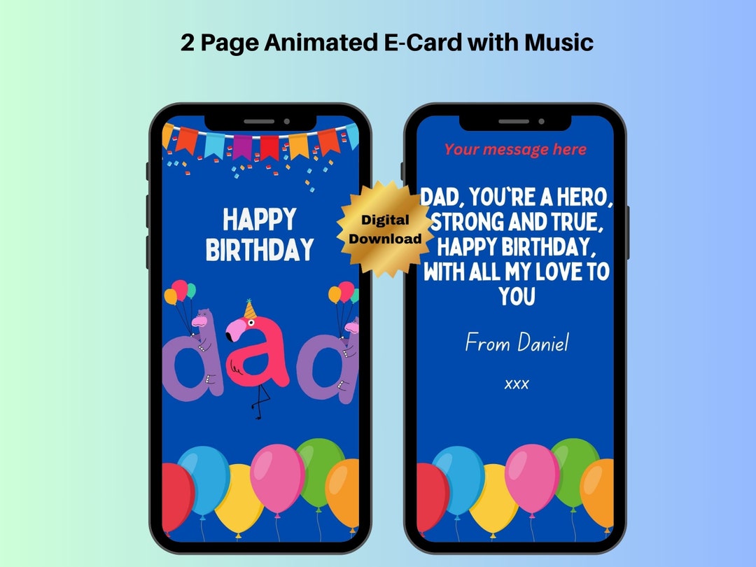 Personalised Dad Birthday Card Video E-card Animated Dad - Etsy