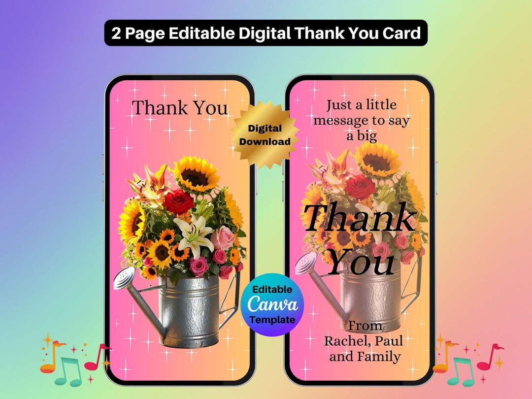 Animated Thank You E-card Template Editable Thank You Video Card ...