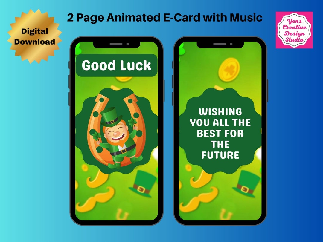 Animated Good Luck Card E-card Good Luck Video Card - Etsy UK