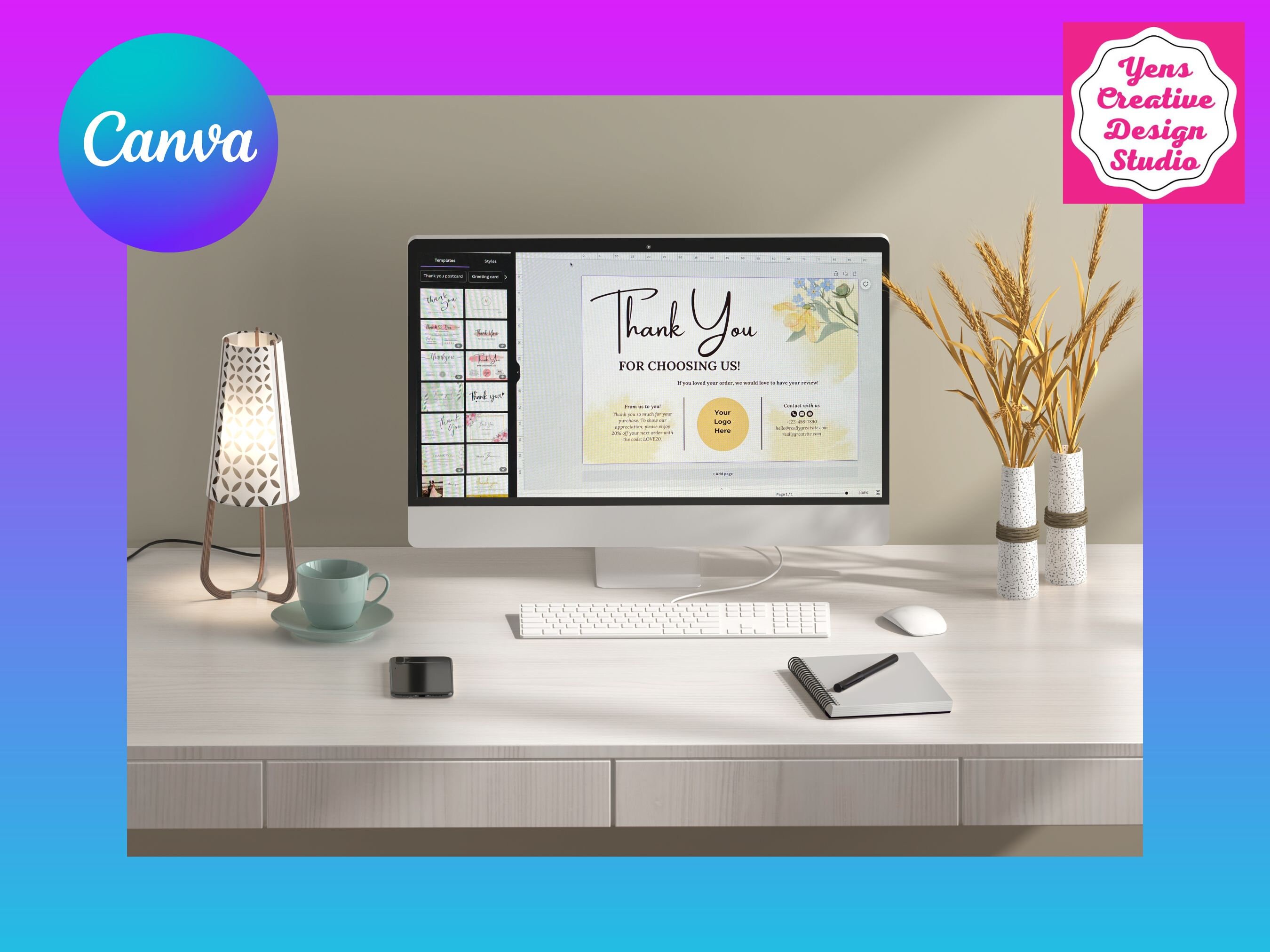 Thank You Card Editable Canva Template Printable Thanks for Your ...