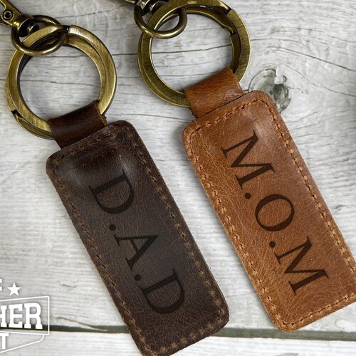 Large Leather Laser Engraved Personalized Keychain Great for - Etsy