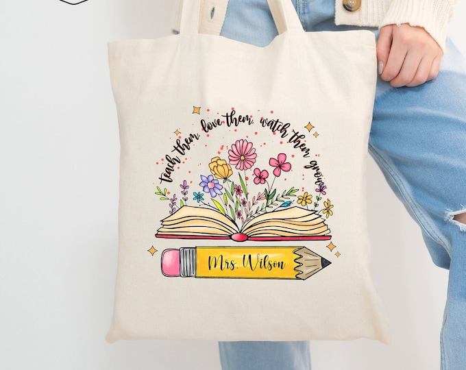 School Doodle Tote Bag, School Campus Bag, Teacher Appreciation Gift ...