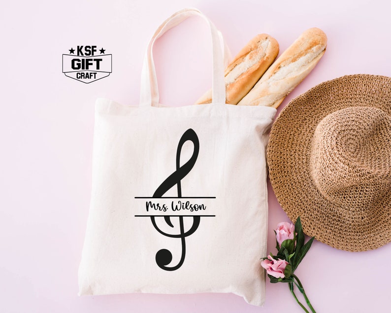 Personalized Music Teacher Tote: Custom Treble Clef Bag - Etsy