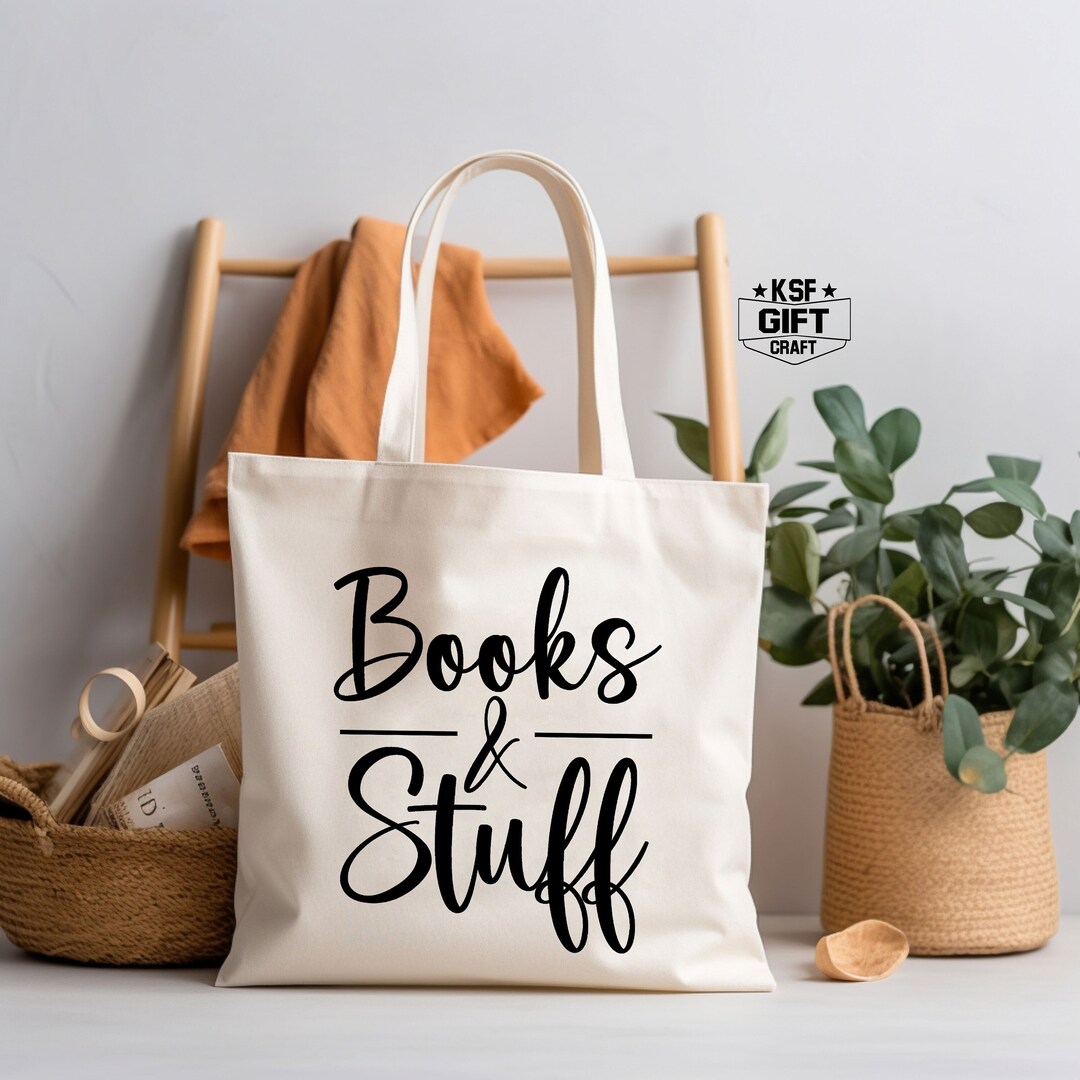 Books and Stuff Tote Bag: Reader Bag - Etsy