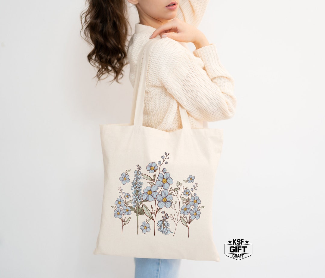 Floral Canvas Tote Bag: Wildflower Print Shopping Bag - Etsy