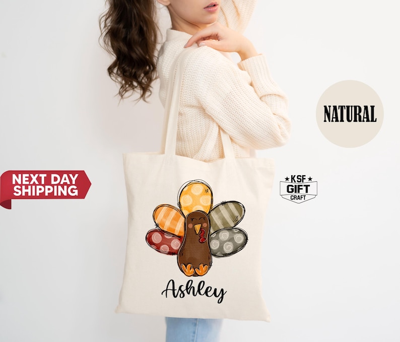 Personalized Thanksgiving Turkey Tote Bag: Custom Name Totes - Etsy