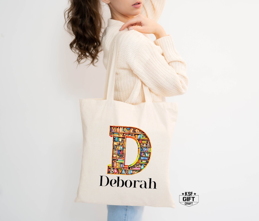 Personalized Book Tote Bag: Custom Name, Teacher Librarian Gift - Etsy