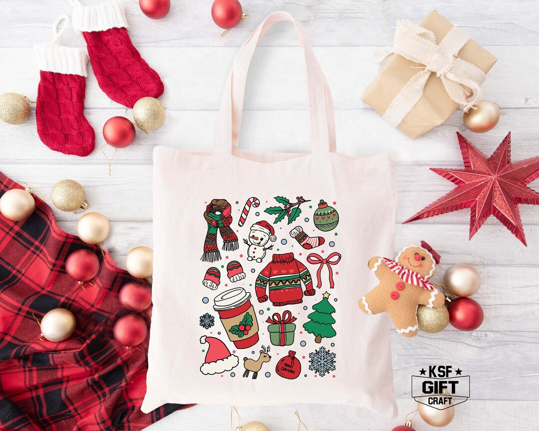 Christmas Present Tote Bags, Family Christmas Gift Bag, Christmas Tote ...