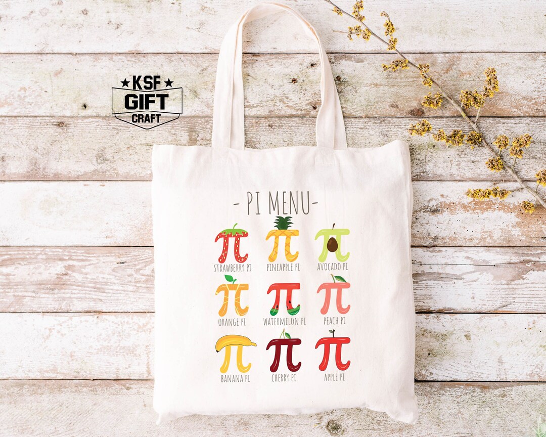 Pi Menu Tote Bag, Pi Symbol Tote Bag, Math Teacher Gift Bag, Happy Pi ...