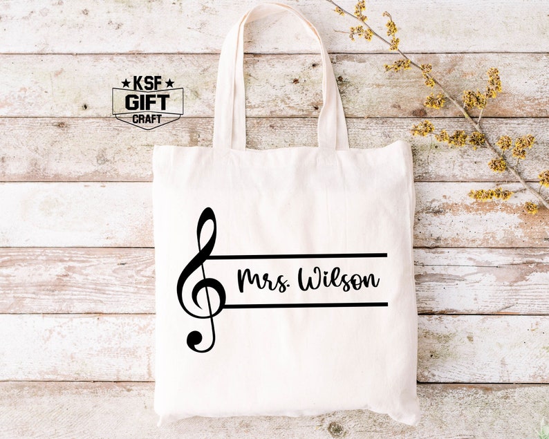 Personalized Treble Clef Tote Bag, Custom Music Teacher Gift - Etsy