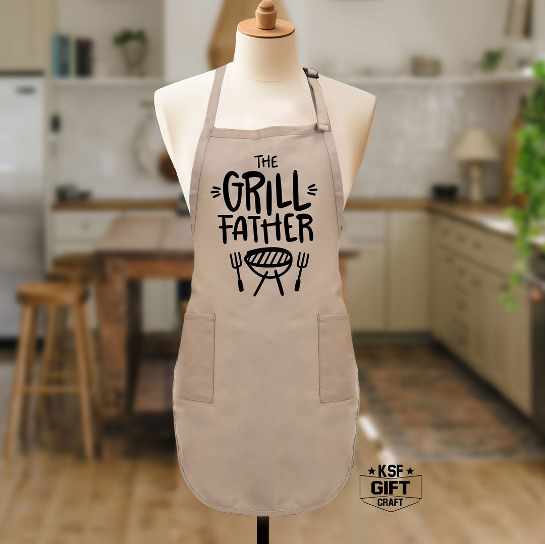 The Grill Father Apron, Grill Dad Apron, BBQ Apron for Men, Birthday ...