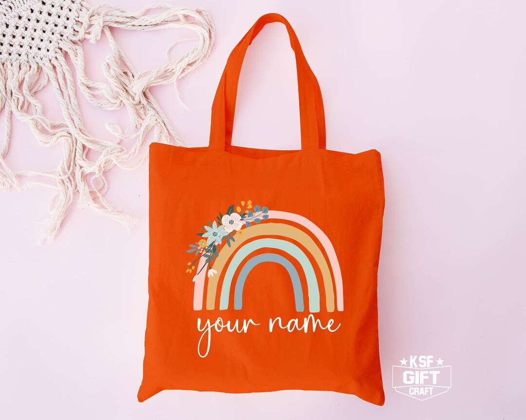 Personalized Rainbow Tote Bag, Wedding Gift Tote, Bridesmaid Tote, Birthday Gift Tote Bag ...