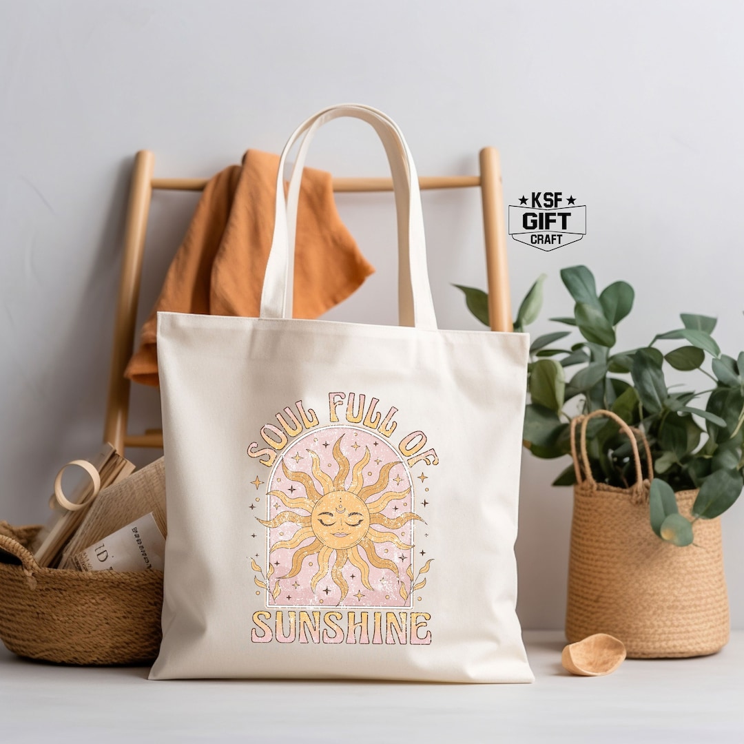 Soul Full of Sunshine Canvas Tote Bag, Sunshine Tote, Cute Retro Bag ...