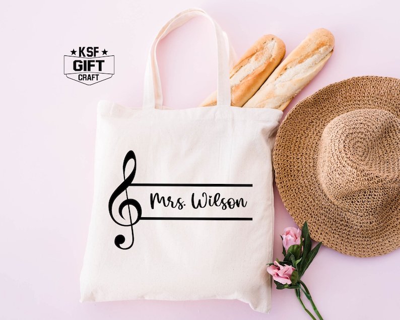 Personalized Treble Clef Tote Bag, Custom Music Teacher Gift - Etsy
