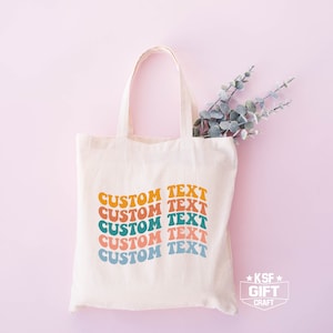 Custom Tote Bag, Repeated Text Totes, Bridesmaid Totes, Wedding Party ...