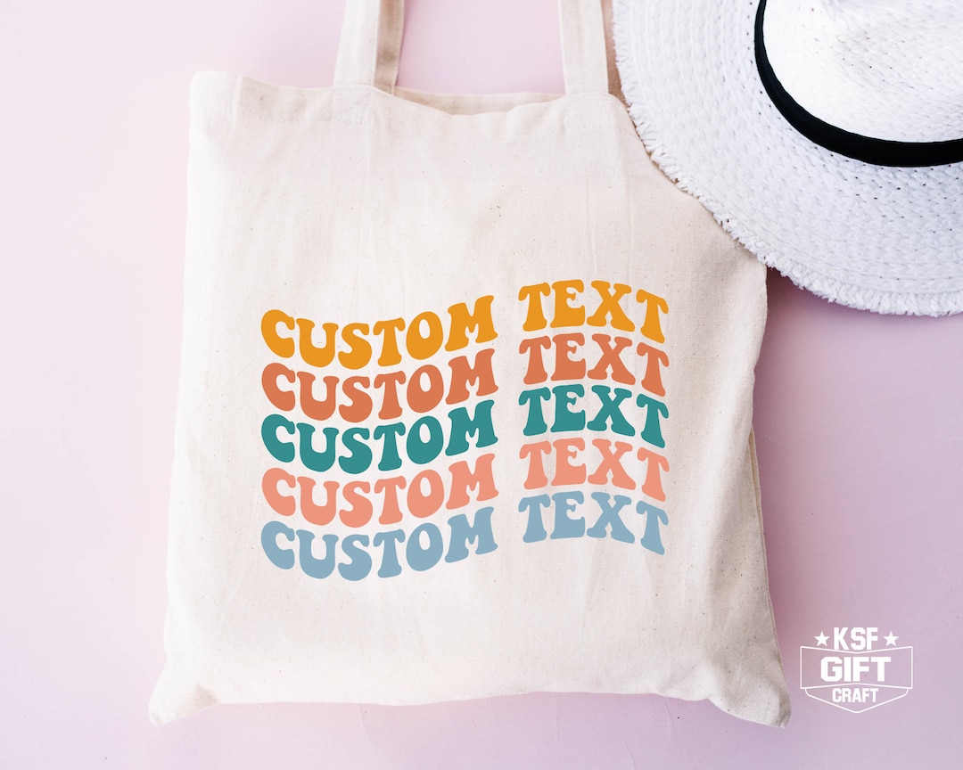 Custom Tote Bag, Repeated Text Totes, Bridesmaid Totes, Wedding Party ...