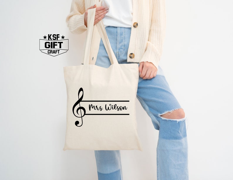 Personalized Treble Clef Tote Bag, Custom Music Teacher Gift - Etsy