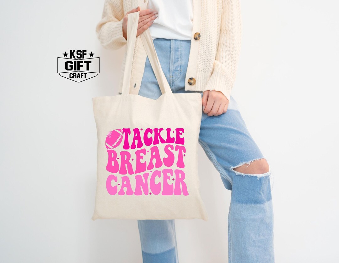 Tackle Breast Cancer Tote Bag, Breast Cancer Month Bag, Football Season ...