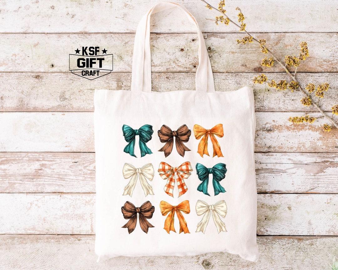 Fall Coquette Tote Bag, Autumn Womens Totes, Fall Reading Tote Bag ...