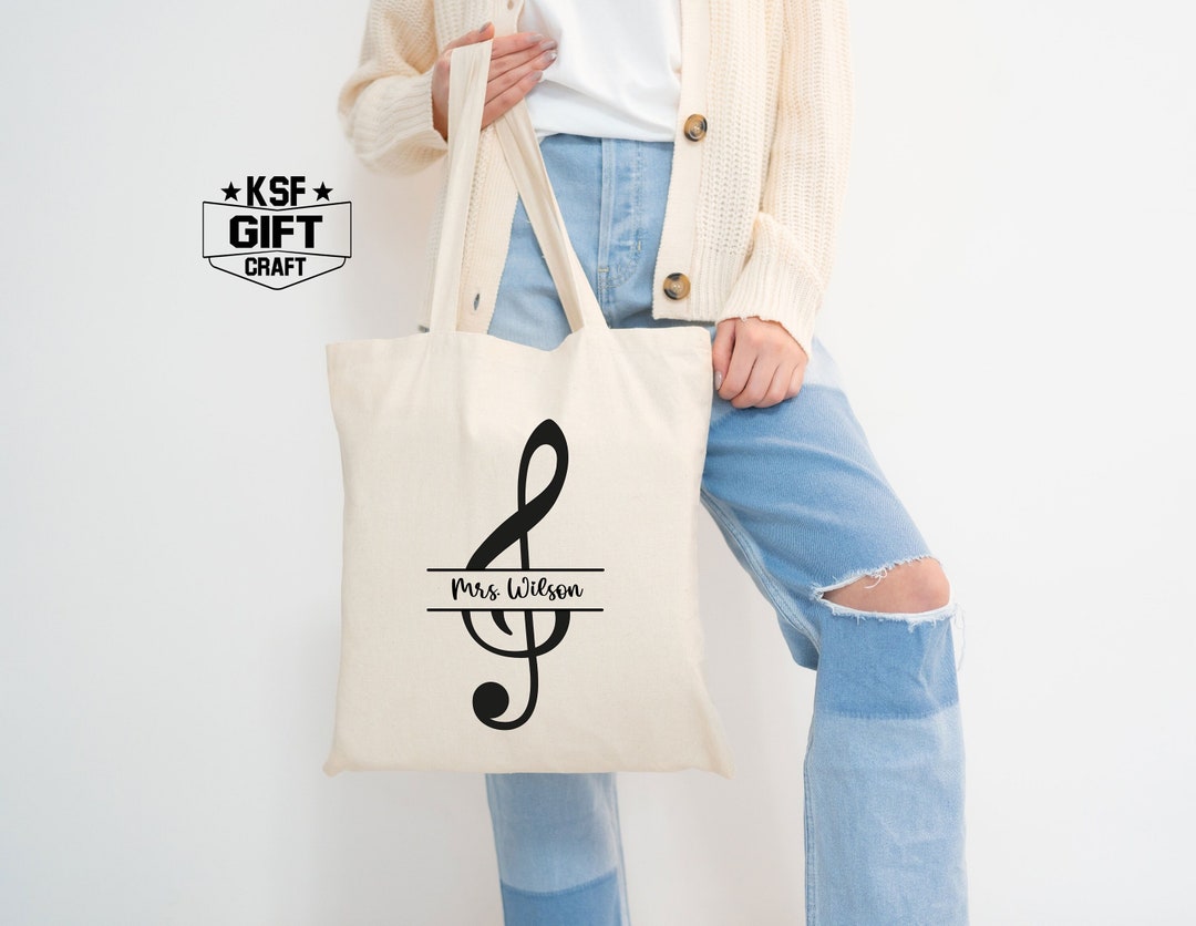 Personalized Music Teacher Tote: Custom Treble Clef Bag - Etsy