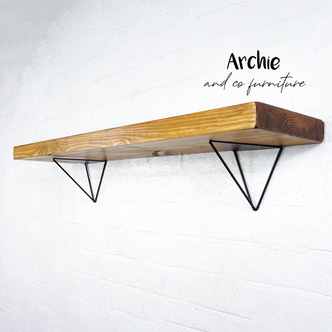 Industrial Style Black Hair Pin Shelf Brackets Minimalistic pair - Etsy