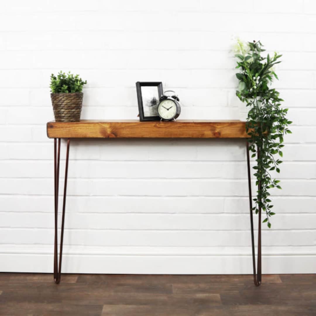 Rustic Radiator Console Chunky Table With Copper Hairpin Legs Reclaimed ...