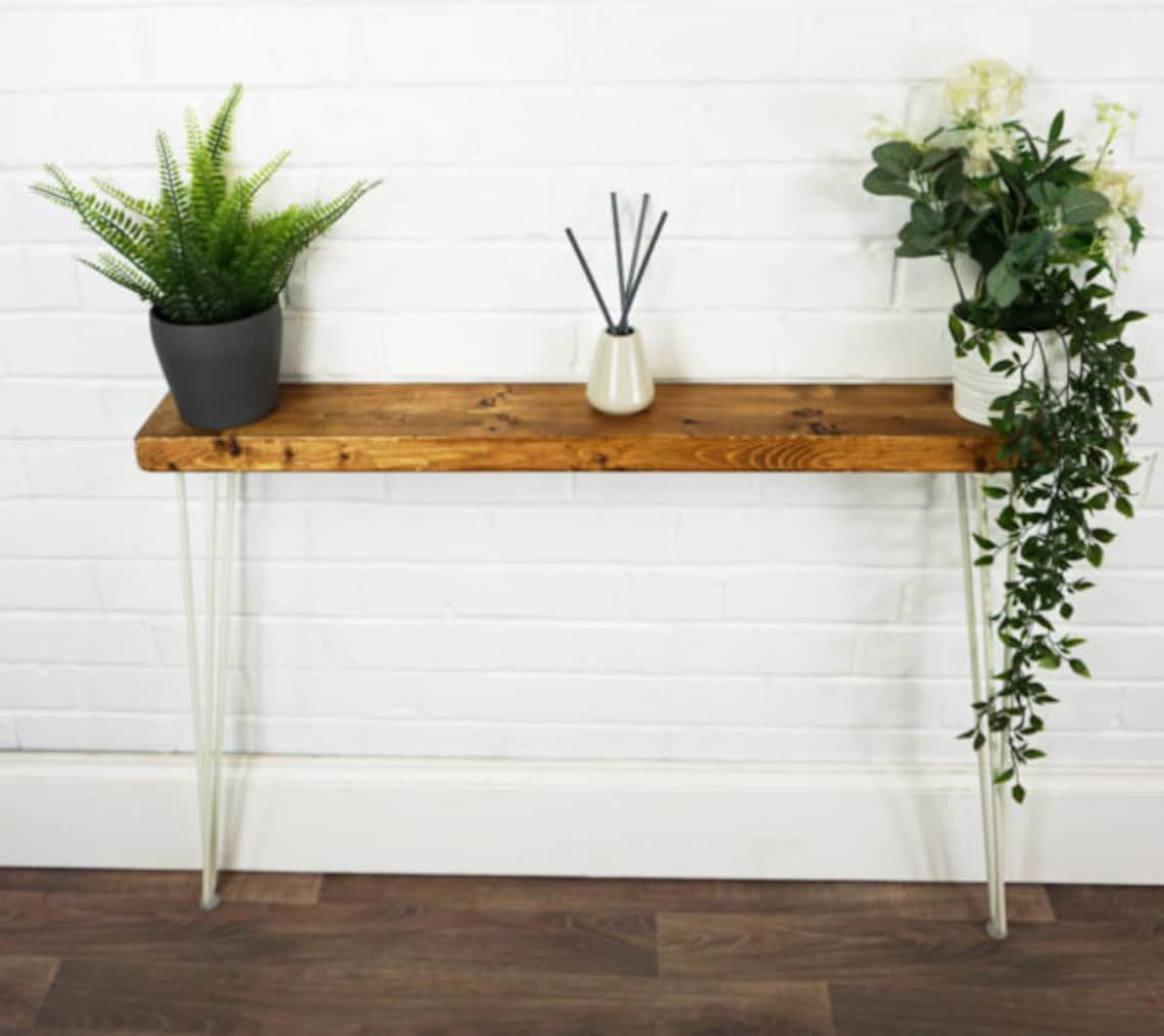 Rustic Radiator Console Slimline Table With White Hair Pin - Etsy