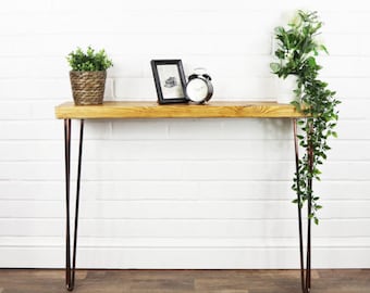 RUSTIC Console Table With White Hair Pin Legs Reclaimed | Etsy