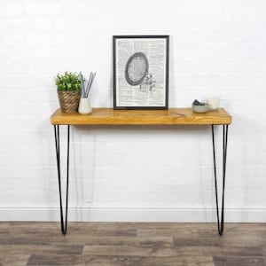 Rustic Console Table With Hair Pin Legs | Reclaimed Treated Timber ...