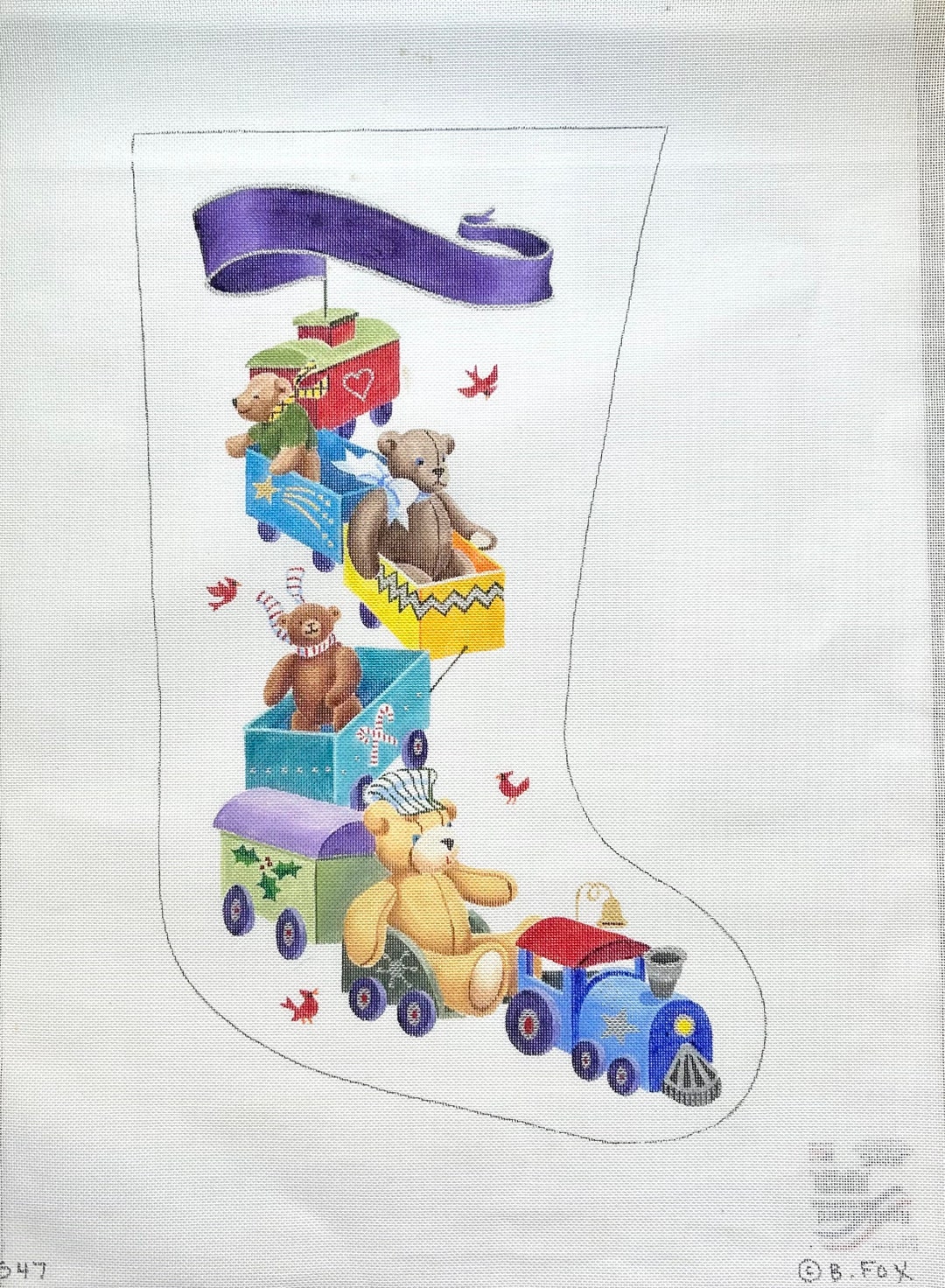 Teddy Bear Express Stocking, Barbara Fox - Etsy