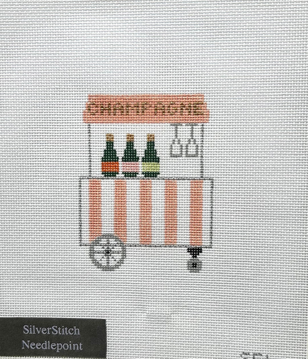 Champagne Cart, Silver Stitch Needlepoint - Etsy