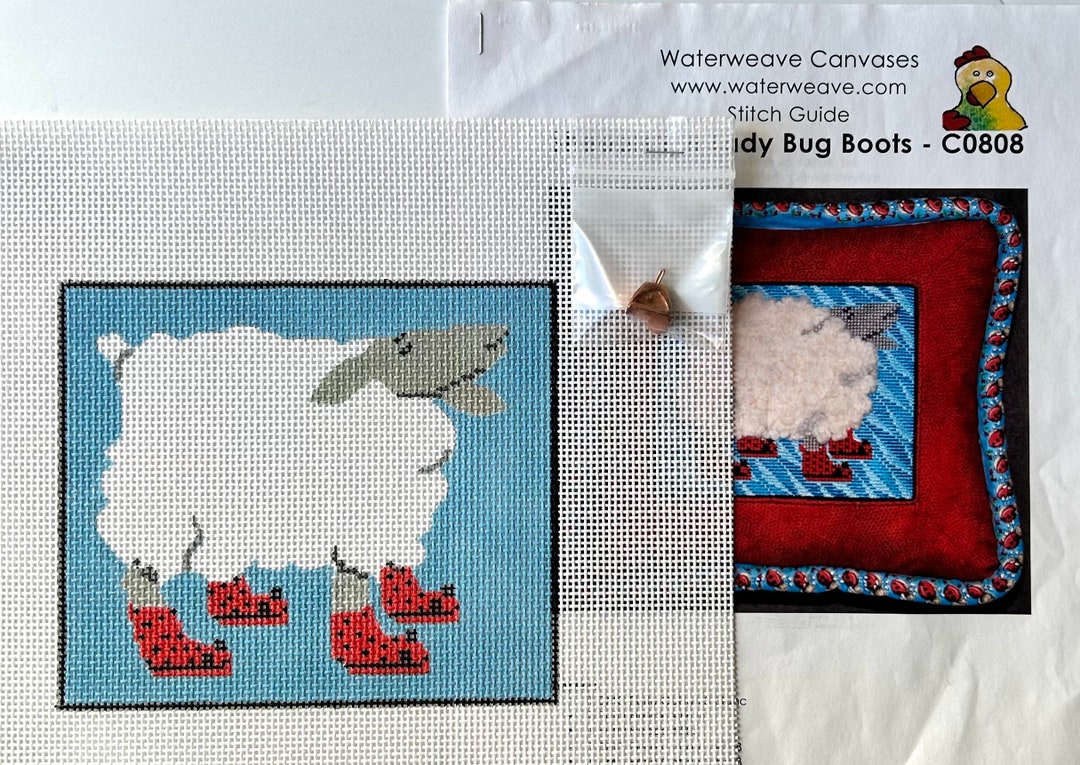Sheepish in Lady Bug Boots W/ Stitch Guide & Embellishment, Waterweave ...