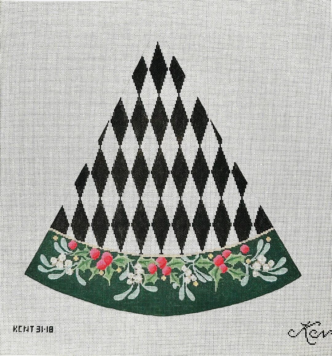 B&W Harlequin Holly Pillar Tree, Kelly Clark Needlepoint - Etsy