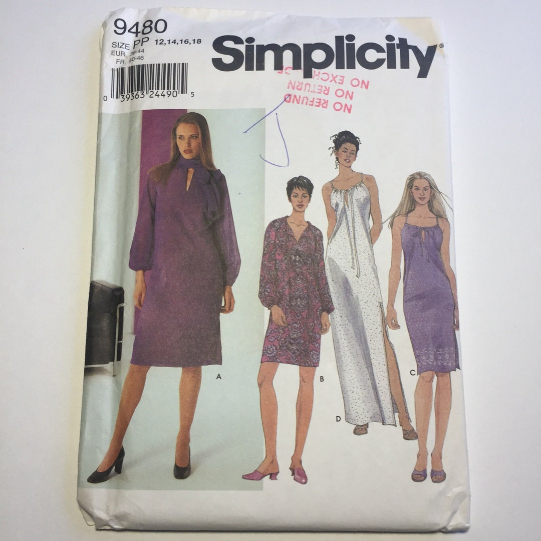 Misses' Relaxed Fit Dress Sewing Pattern Size 12-14-16-18 UNCUT ...