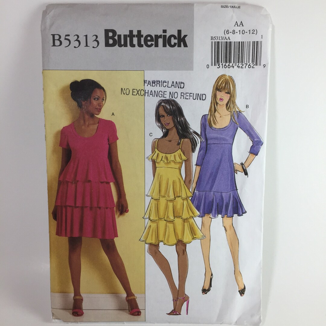 Misses' Flounce Dress Sewing Pattern Size 6-8-10-12 UNCUT Butterick ...