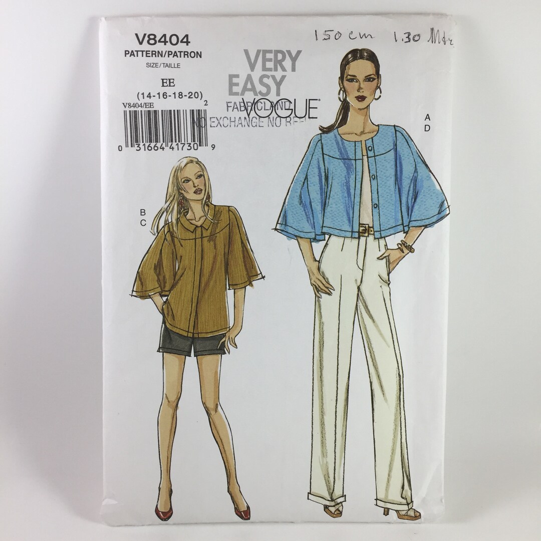 Partially CUT Misses' Jackets, Shorts and Pants Sewing Pattern Vogue ...