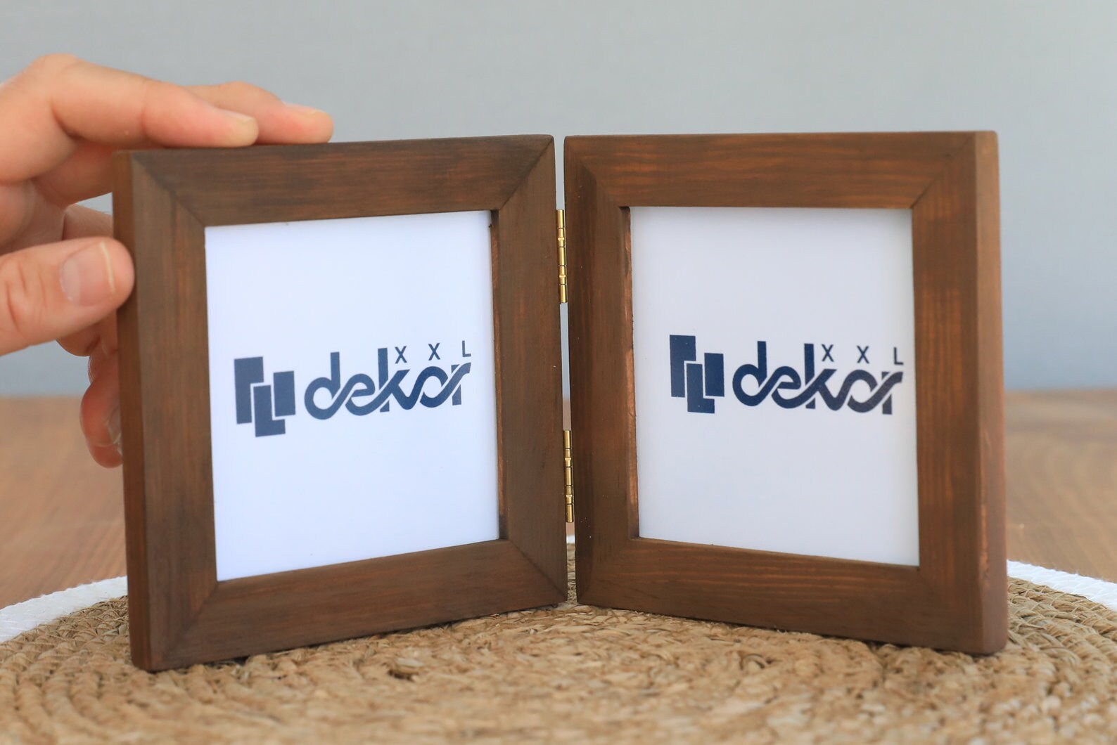 Handmade Hinged Wood Picture Frame Painted Brown Double Photo Frames - Etsy