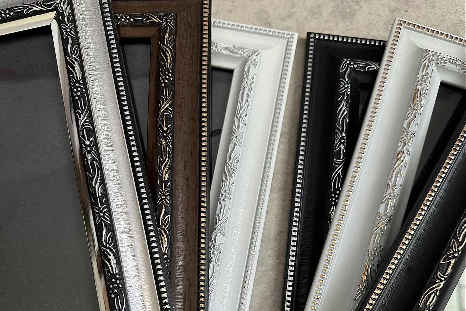 Rome Picture Frame, Black Silver Photo Frame, White Gold Picture Frame ...