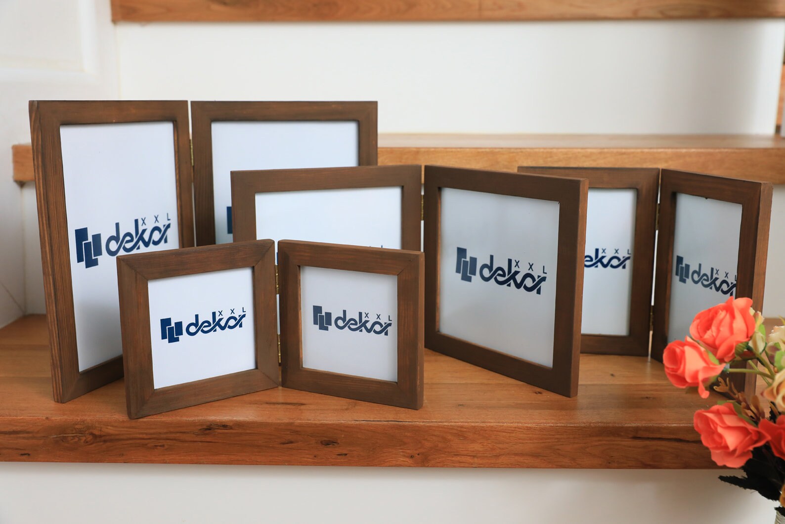 Handmade Hinged Wood Picture Frame Painted Brown Double Photo Frames - Etsy