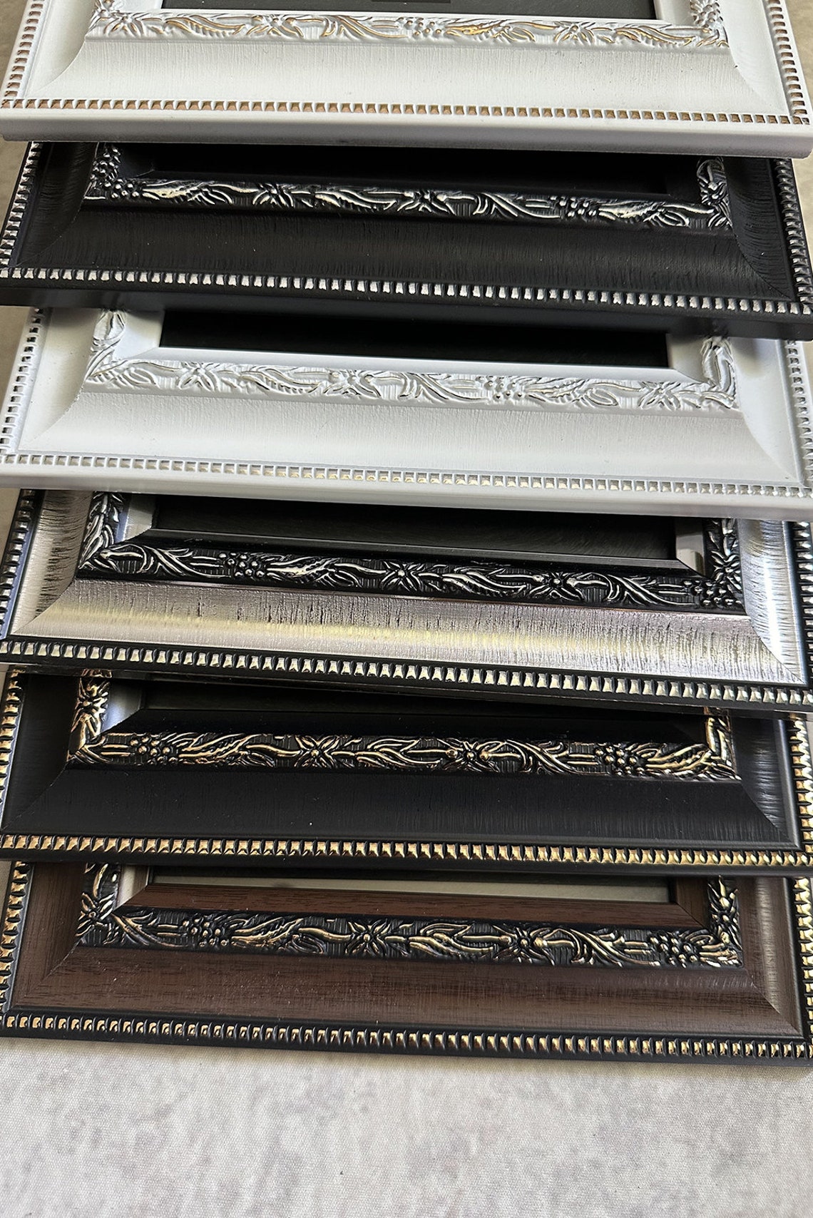 Rome Picture Frame, Black Silver Photo Frame, White Gold Picture Frame ...