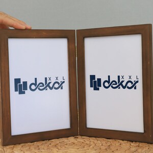 Handmade Hinged Wood Picture Frame Painted Brown Double Photo Frames - Etsy