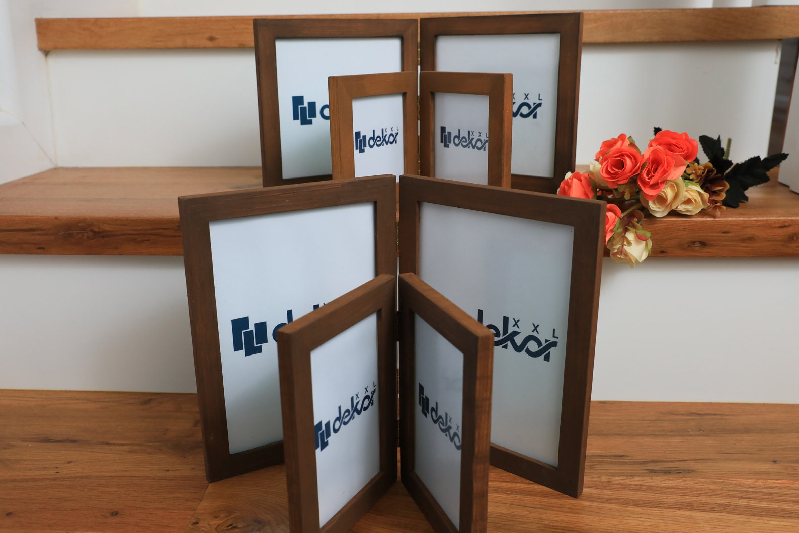 Handmade Hinged Wood Picture Frame Painted Brown Double Photo Frames - Etsy