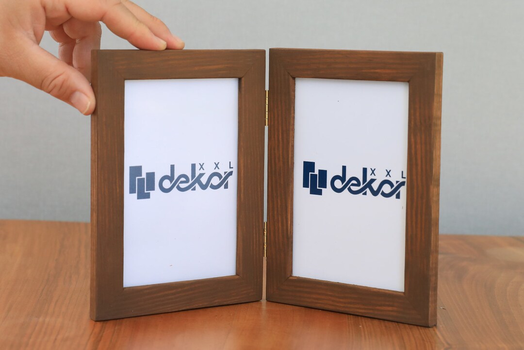 Handmade Hinged Wood Picture Frame Painted Brown Double Photo Frames - Etsy