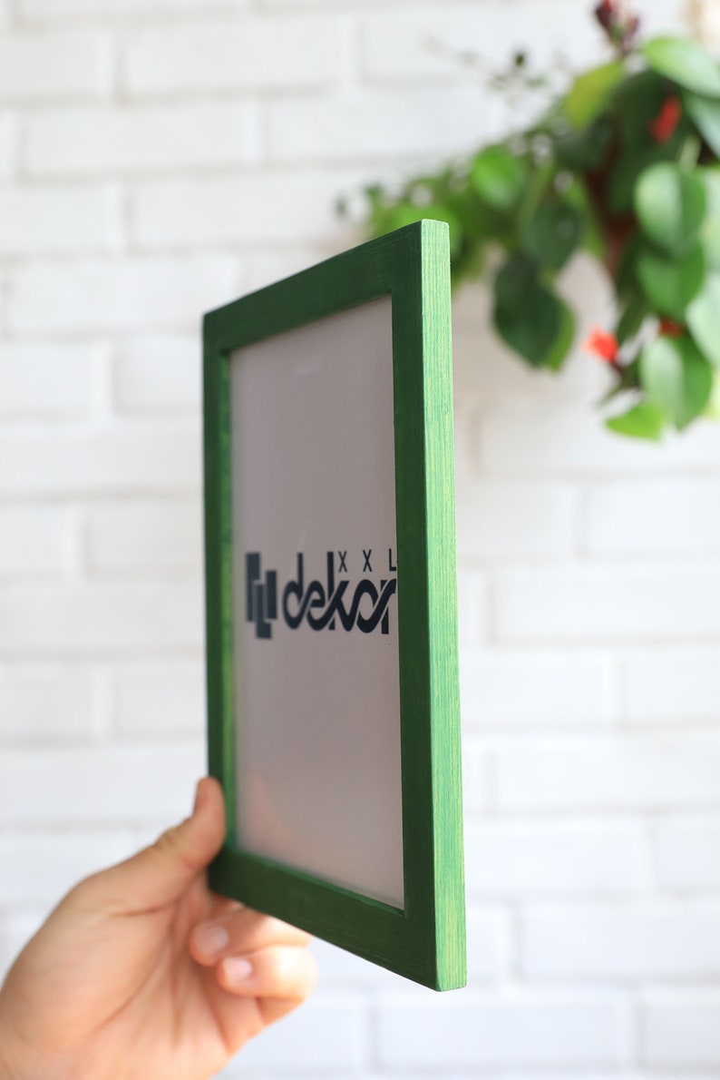 Green Wood Photo Frame-picture Frame Green Painted Wood-handmade Wood ...