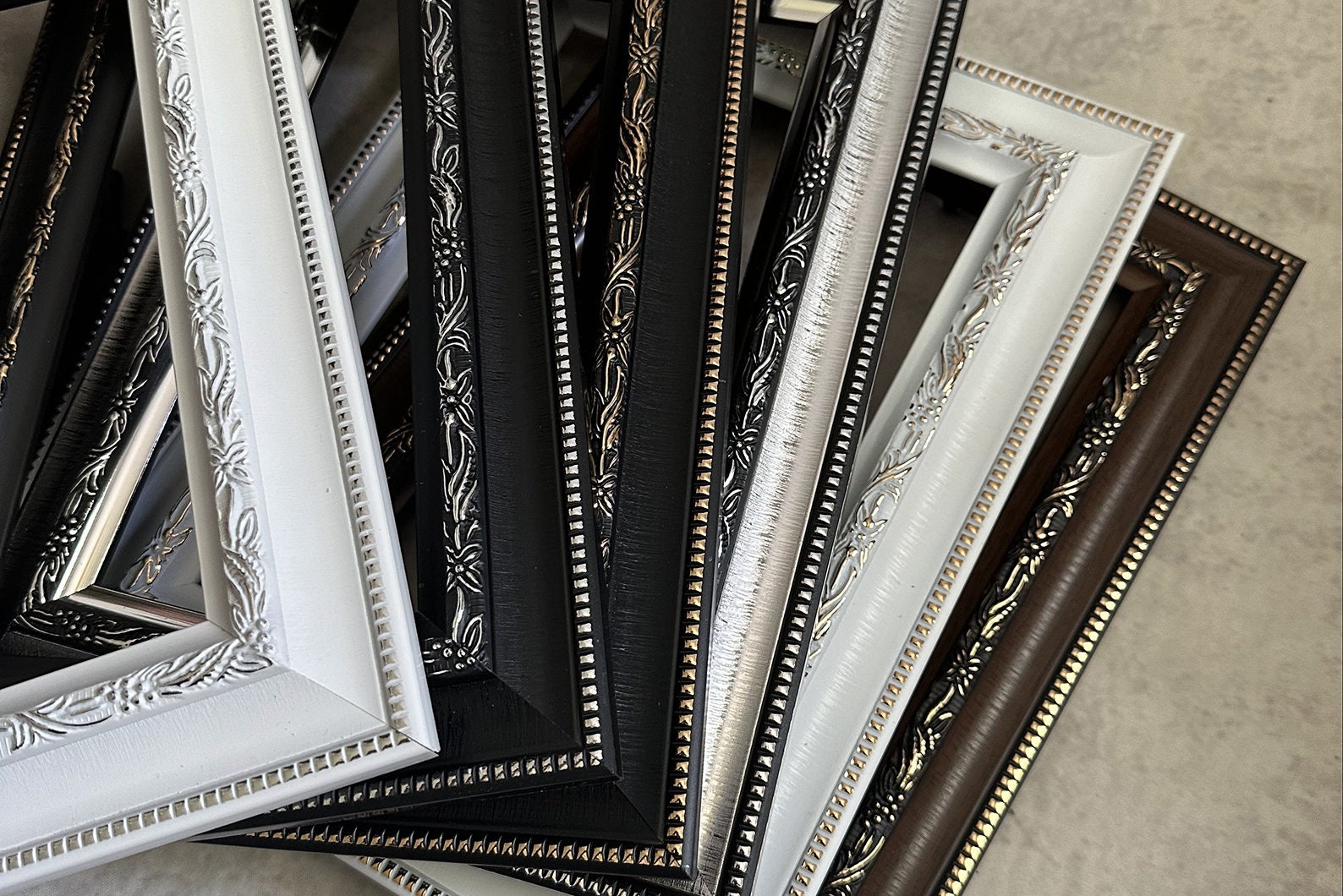 Rome Picture Frame, Black Silver Photo Frame, White Gold Picture Frame ...